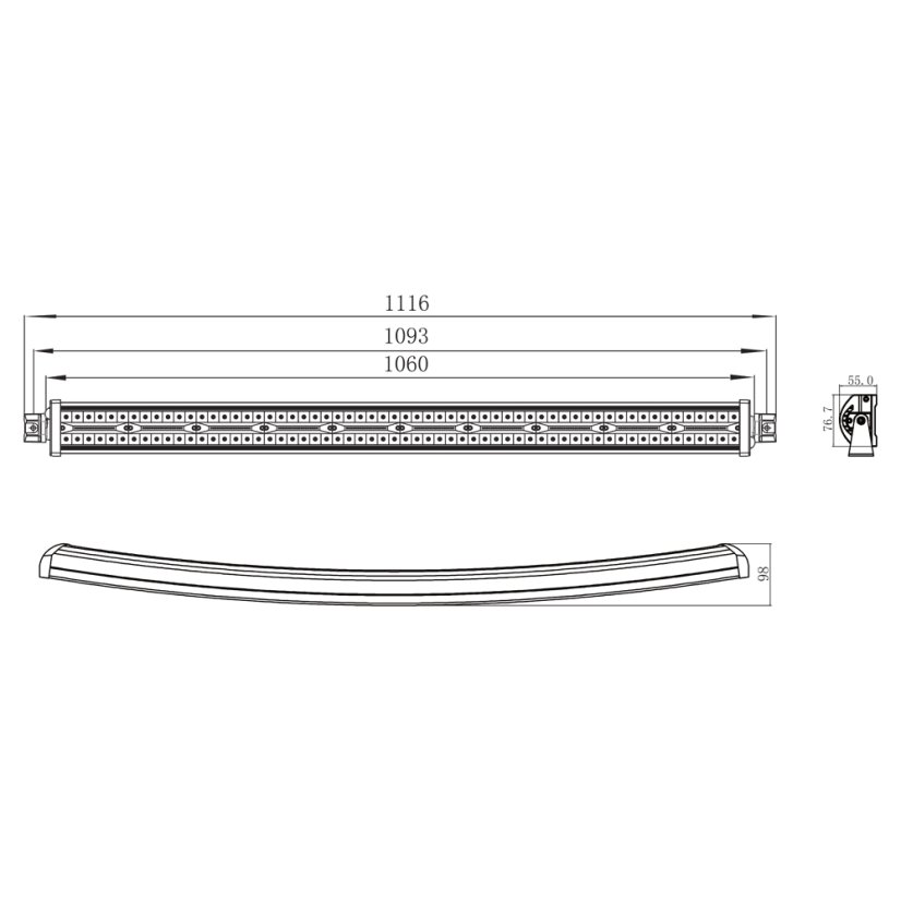 LED curved ramp, 300x3W, 1060mm, ECE R10 :: Warning lights for cars