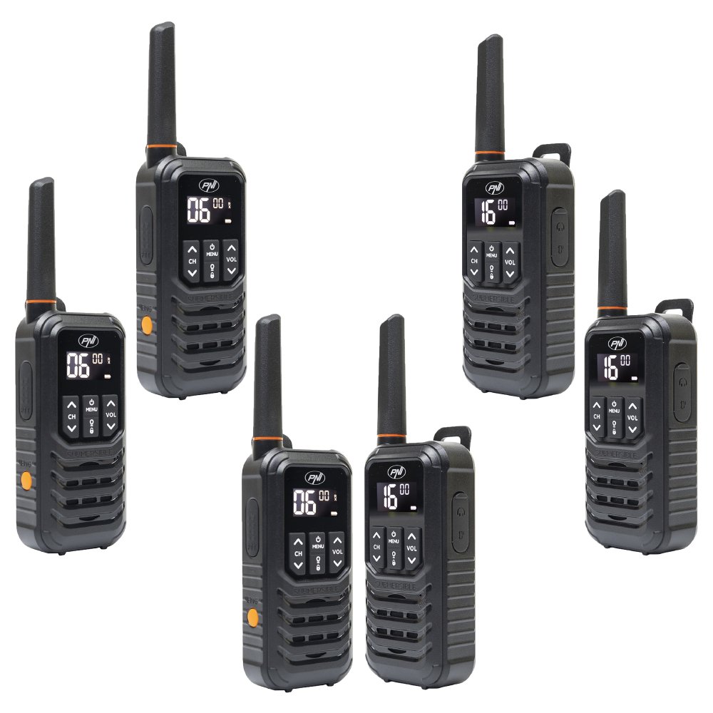 Kit of 6 portable radio stations PNI PMR R80 PRO 0.5W, 16 channels ...