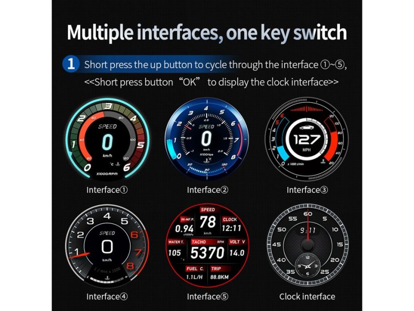 On-board DISPLAY 2,2" LCD on dashboard :: Warning lights for cars