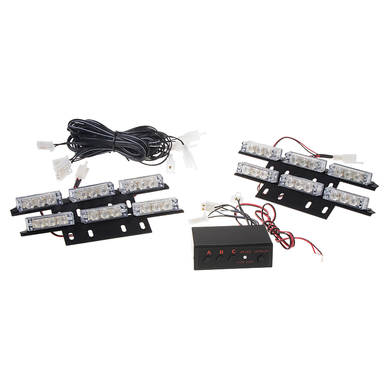 LED predátor do mřížky modro-červený 12V :: Majáky na auta